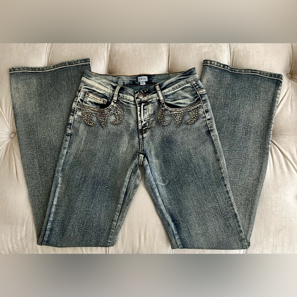 Cache | Jeans | Vintage Cache Dark Stone Washed Bejeweled Bootcut Jeans ...